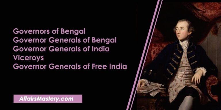 List of Governor General of India and Viceroy of India | AffairsMastery
